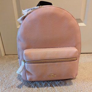 Coach | Bags | Coach Pink Backpack Pebbled Leather Medium Nwt | Poshmark